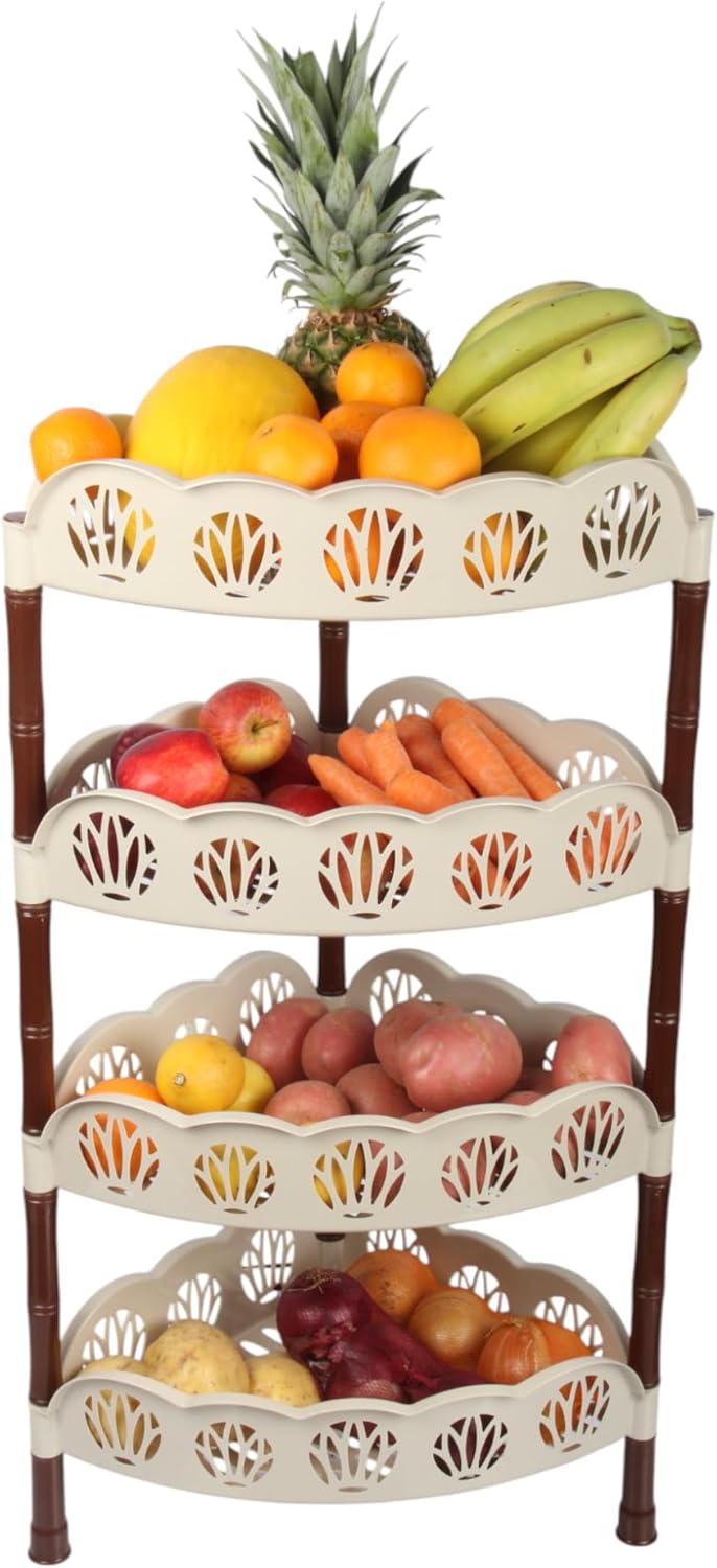 Jolie Max 4 Tier Corner Vegetable Rack. Free Standing Plastic Storage ...