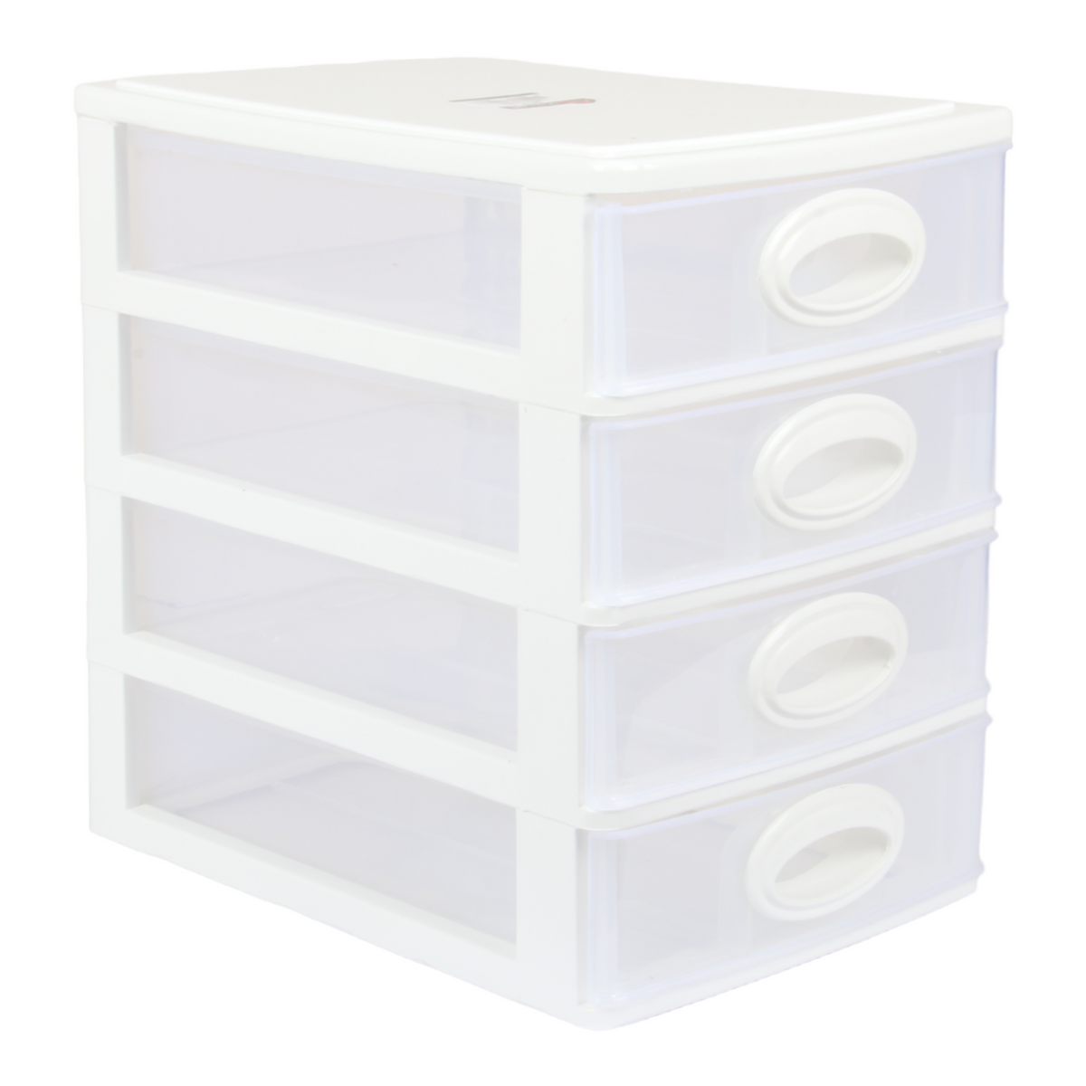 4 Tier Drawer Storage Unit. Transparent Desktop Drawer. — All In One London