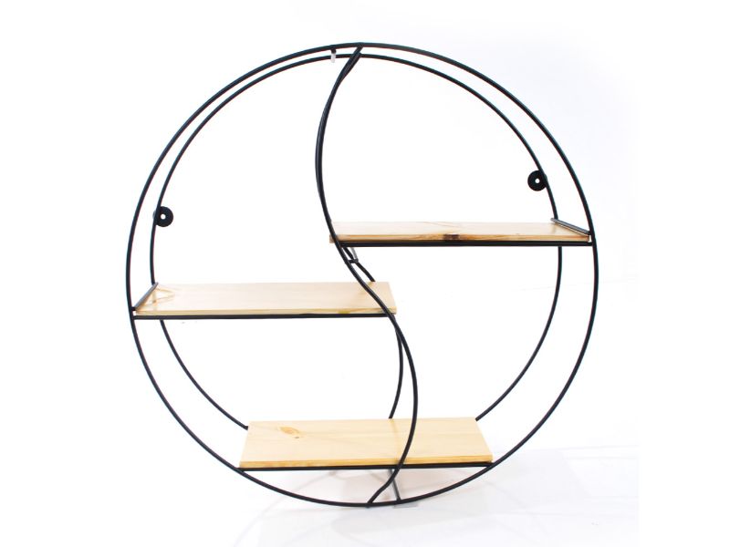 Wall Shelf Round with 3 Levels. Floating Shelves Natural Wood. Circle ...
