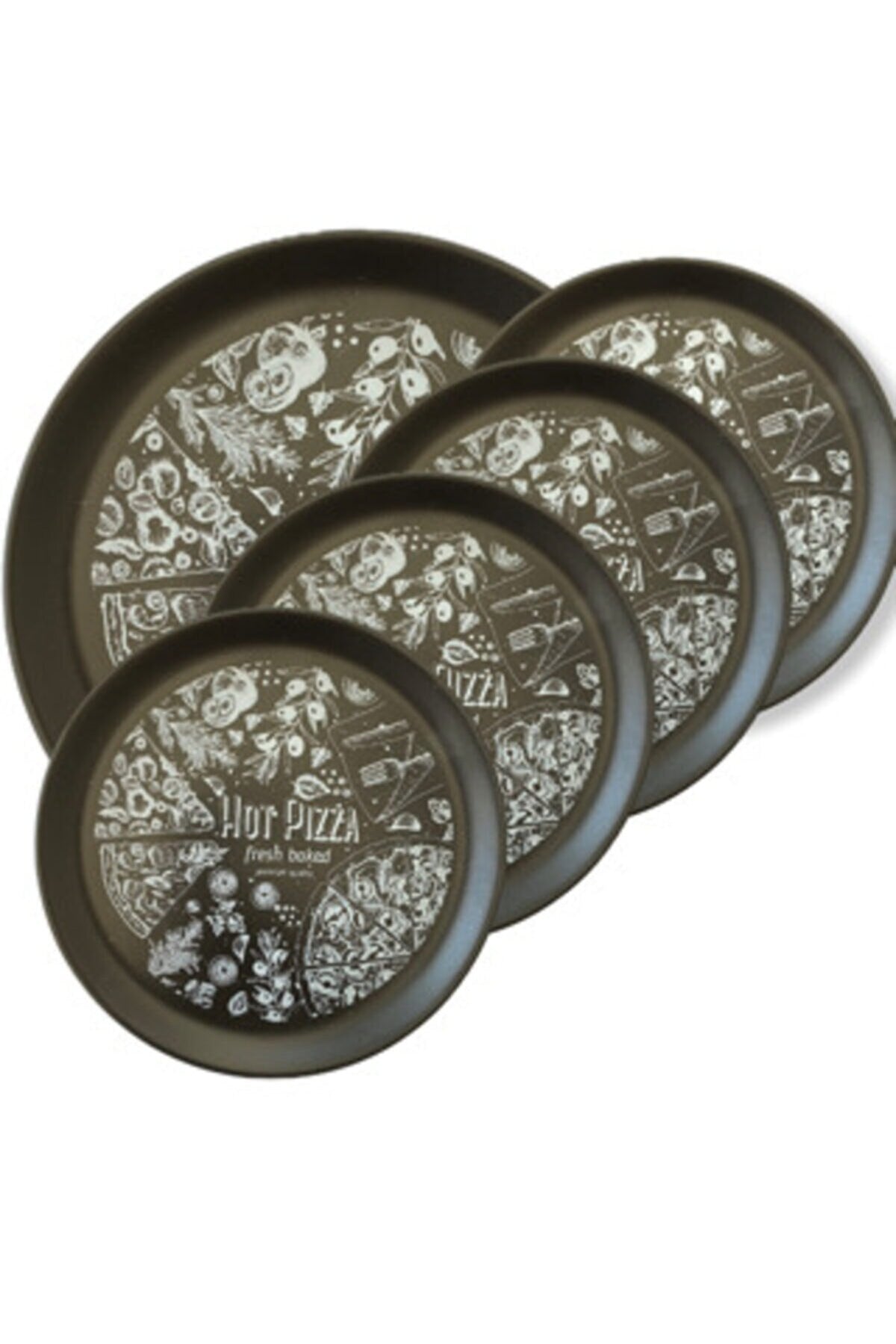 Stoneware Pizza Serving Plate Set. Pizza Serving Dishes. (1x 11" & 4x ...