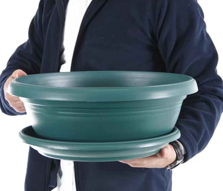 Wide Shallow Flower Pots with Saucer. Plastic Succulent Planter. (Diam ...