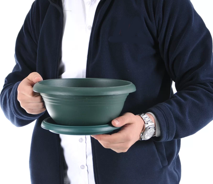 Wide Shallow Flower Pots with Saucer. Plastic Succulent Planter. (Diam ...