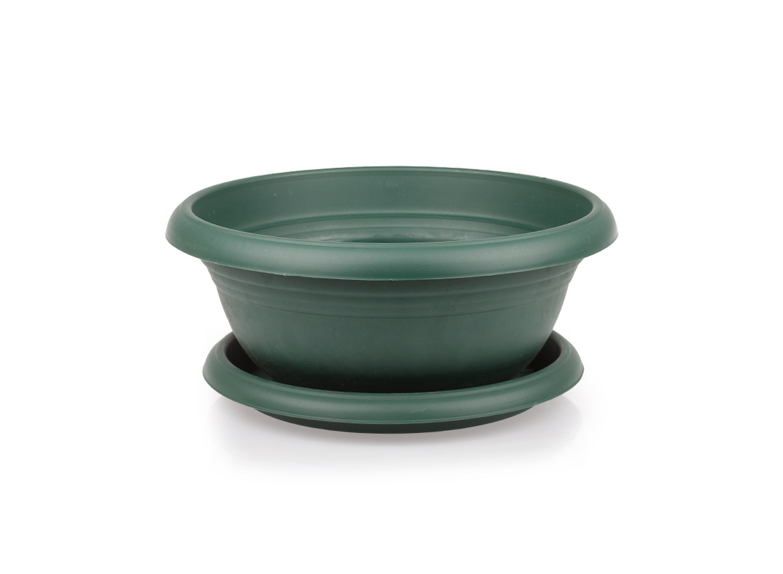 Wide Shallow Flower Pots with Saucer. Plastic Succulent Planter. (Diam ...