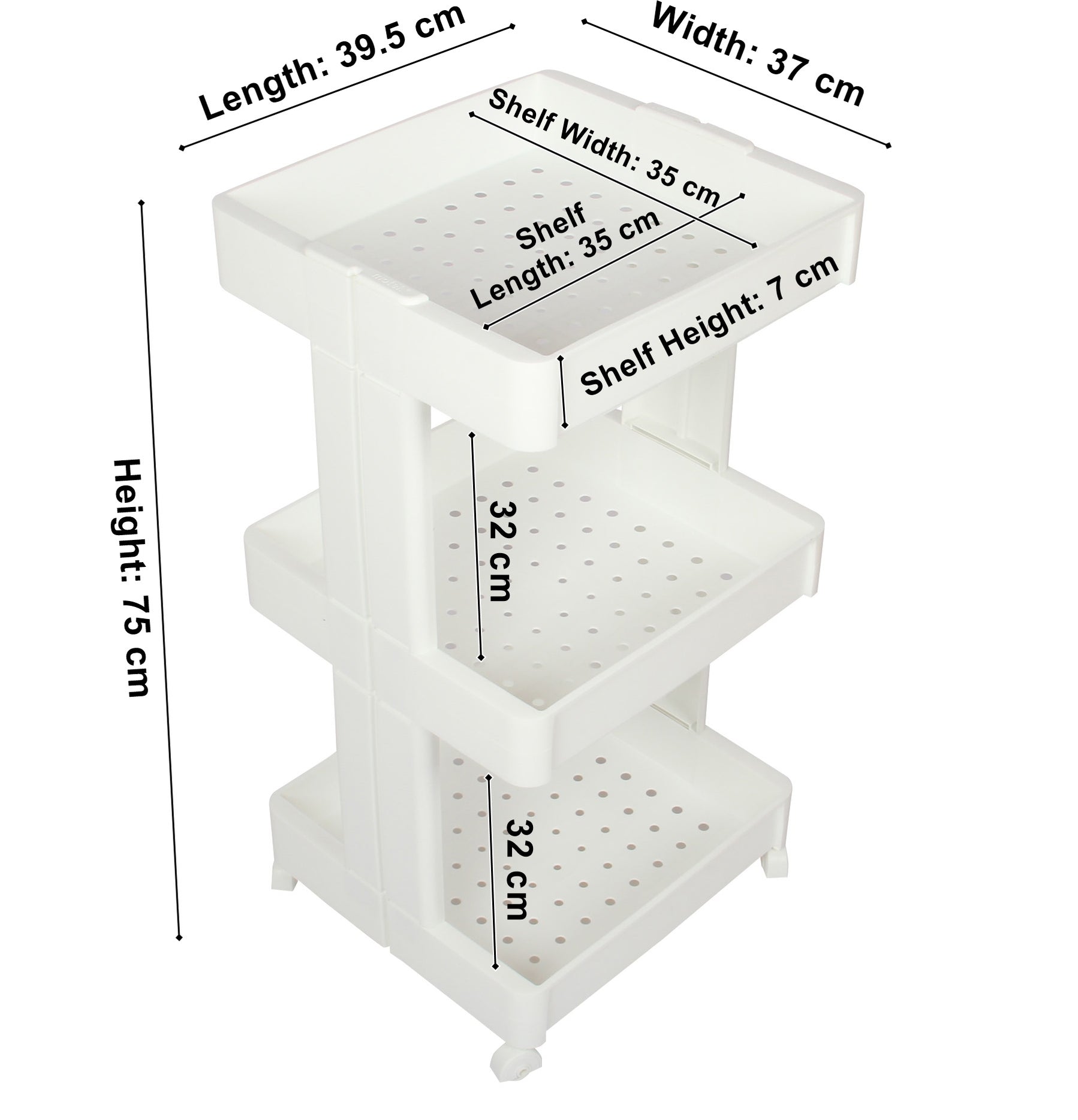 3 Tier Wheels Trolley Storage Rack. Organizer Shelves For Kitchen Bath ...