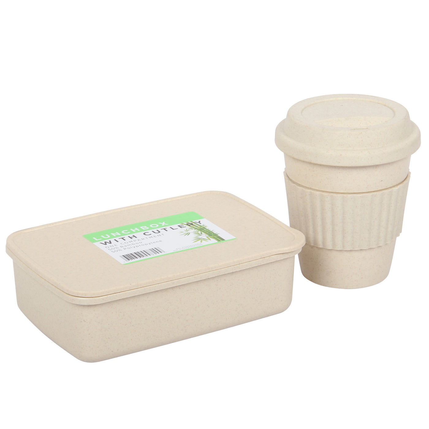 Lunch Box with Cutlery. Coffee Hot Drink Cup. Reusable Lunch Box Set ...