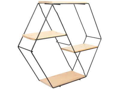 Black Hexagon Wall Shelf with 4 Levels. Floating Shelves. Honeycomb Sh ...
