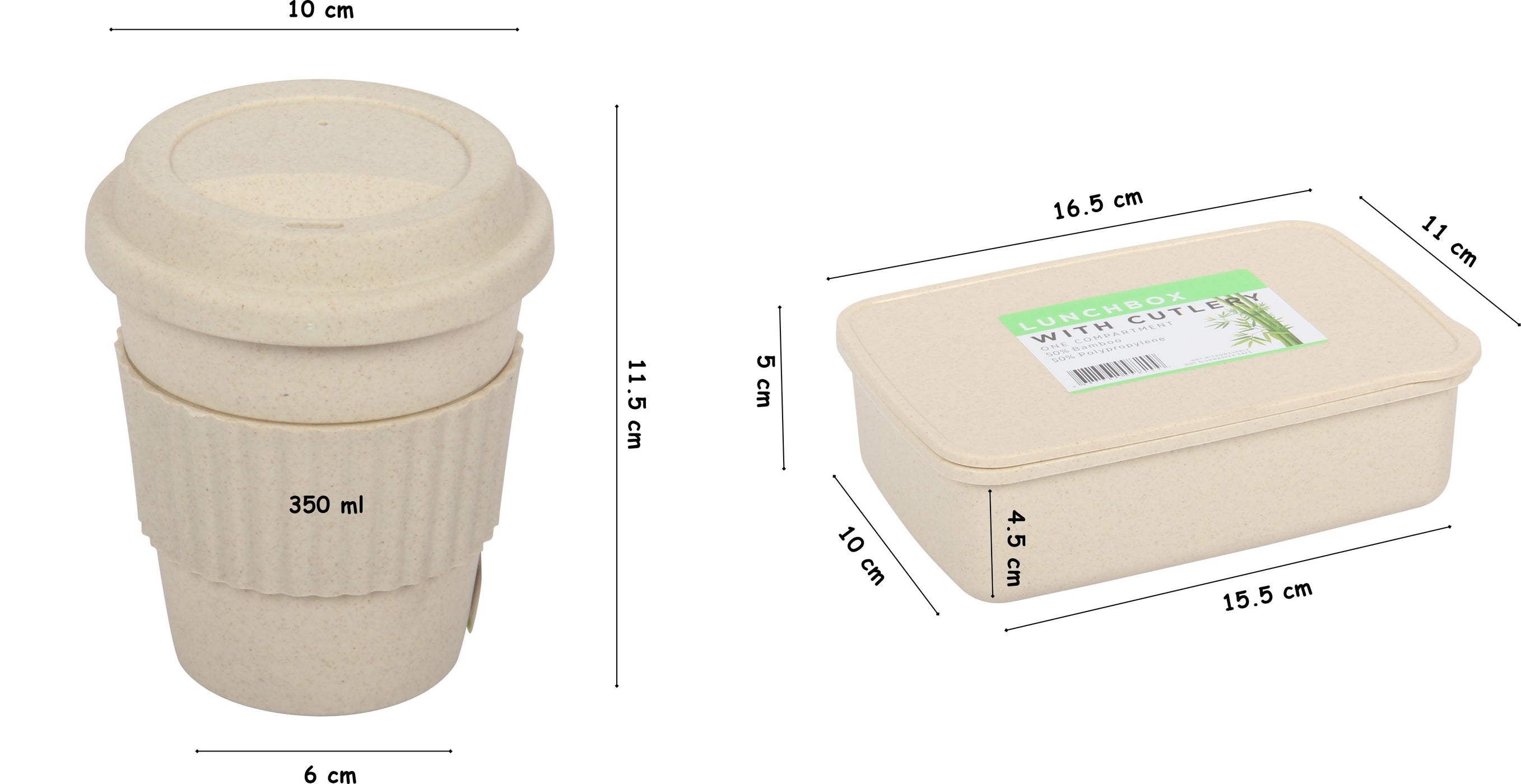 Lunch Box with Cutlery. Coffee Hot Drink Cup. Reusable Lunch Box Set ...