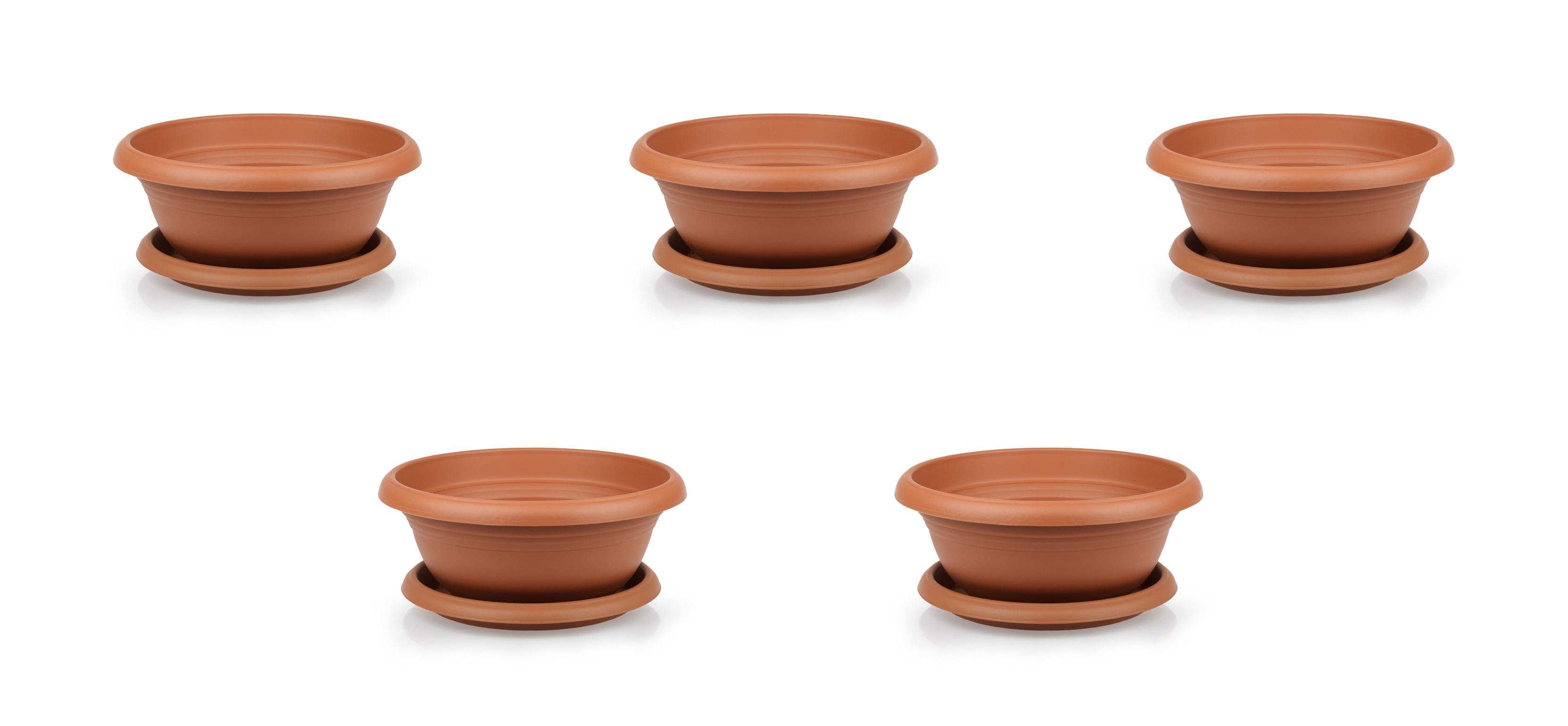 Wide Shallow Flower Pots with Saucer. Plastic Succulent Planter. (Diam ...